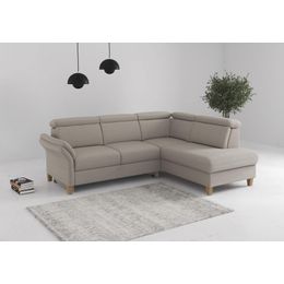 Ecksofa Home Affaire, B:247cm H:84cm T:193cmtaupe, 95% Polyester, 5% Polyamid, Sofas, "Glendale, L-Form", inkl. Kopfteilverstellung, wahlweise mit