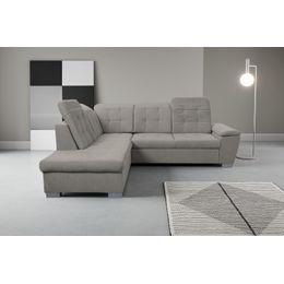 Ecksofa WERK2, B:265cm H:103cm T:215cmgrau, 100% Polyester, Sofas, "Bonny inkl. Kopfteilverstellung, Bettfunktion, Stauraum, L-Form", Komfortwunder