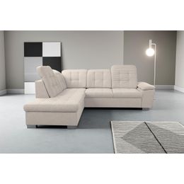Ecksofa WERK2, B:265cm H:103cm T:215cmnatur, 100% Polyester, Sofas, "Bonny inkl. Kopfteilverstellung, Bettfunktion, Stauraum, L-Form", Komfortwunder