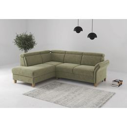 Ecksofa Home Affaire, B:247cm H:84cm T:193cmhellgrün, 100% Polyester, Sofas, "Glendale, L-Form", inkl. Kopfteilverstellung, wahlweise mit Vorziehsitz