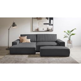 Polsterecke Home Affaire, B:284cm H:90cm T:135cmanthrazit, 100% Polyester, Sofas, "NEU: SHERWOOD XXL tief, L-Form mit Schlaffunktion, Big-Sofa mit
