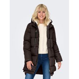 Steppmantel Only "ONLNEWNORA LONG PUFFER COAT LIFE CC OTW", Damen, Gr. XL, chocolate torte, Steppware, Obermaterial: 100% Polyester, unifarben, regular fit taillenbedeckt, Mäntel