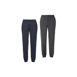 Jogginghose Fruit of the Loom, Herren, Gr. L, N-Gr, deep navy, drk erdgrau, Sweatware, Obermaterial: 80% Baumwolle, 20% Polyester, unifarben, lang, Hosen, im Baumwoll-Mix, 2-er Pack