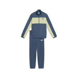 Jogginganzug Puma "Puma Poly Colourblock Jogginganzug Jungen", Jungen, Gr. 140, schwarz indigo blau, Obermaterial: 100% Polyester; Taschenfutter: 100% Polyester; Kragen: 98% Polyester, 2% Elasthan, Sportanzüge