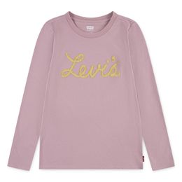 Langarmshirt LEVI'S KIDS "LVG APPLIQUE LS TOP", Mädchen, Gr. 12 (152), zephyr, Jersey, Obermaterial: 60% Baumwolle, 40% Polyester, bestickt, normal, Rundhals, Shirts, mit Glitzereffekt, for Girls