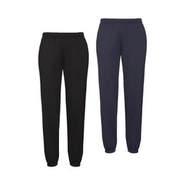 Jogginghose Fruit of the Loom, Herren, Gr. L, N-Gr, schwarz, deep navy, Sweatware, Obermaterial: 80% Baumwolle, 20% Polyester, unifarben, lang, Hosen, im Baumwoll-Mix, 2-er Pack