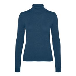 Véro Moda VERO MODA Damen Rollkragenpullover "VMHAPPINESS LS ROLLNK PULLOVE GA BOO REP"schwarz denim, Gr. L, unifarben, Feinstrick, Obermaterial: 50% Viskose,