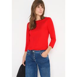 3/4-Arm-Shirt Cecil, Damen, Gr. L (42), pumkin orange, Jersey, Obermaterial: 100% Baumwolle, unifarben, regular fit hüftbedeckend, U-Boot-Ausschnitt, Shirts, mit U-Boot-Ausschnitt