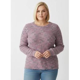sheego Gro&szlig;e Gr&ouml;&szlig;en Boucl&eacute;-Pullover in Linksstrick, mauve-meliert, Gr&ouml;&szlig;e 52 - Damen