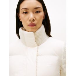 Steppjacke Tommy Hilfiger "MODERN DOWN KNIT MIX REG JACKET", Damen, Gr. L (40), ivory silk, Web, Obermaterial: 100% Polyester, elastischer Bund, Jacken