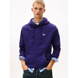 Hoodie Tommy Jeans "TJM REG BADGE HOODIE EXT", Herren, Gr. L, nocturnal lila tonal, Sweatware, Obermaterial: 100% Baumwolle, regular fit hüftlang, Rundhals, eingesetzt,Ärmel ohne Ärmelschlitz Rippbündchen, Sweatshirts, Mit Rundhalsausschnitt