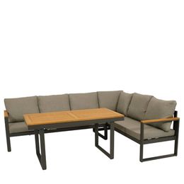 Pharao24.de Gartenmöbel Set Sitzgruppe Garten in Grau mit Polsterauflage (zweiteilig)