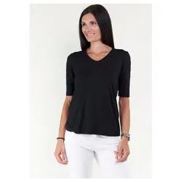 V-Shirt Seidel Moden, Damen, Gr. 48, schwarz, Jersey, Obermaterial: 95% Viskose, 5% Elasthan, unifarben, figurumspielend h&uuml;ftlang, V-Ausschnitt, eingesetzt abgesteppt, Shirts, mit Halbarm aus softem Material, MADE IN GERMANY