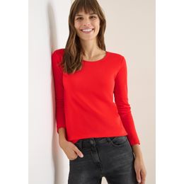 Langarmshirt Cecil "Style Pia", Damen, Gr. M (40), pumkin orange, Jersey, Obermaterial: 100% Baumwolle, regular fit normal, Rundhals, gerader Abschluss, Shirts