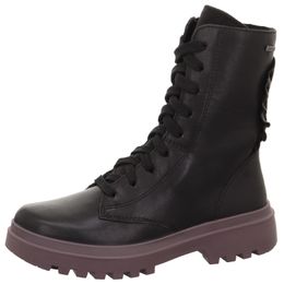 Schnürboots Superfit "ABBY WMS: mittel", Mädchen, Gr. 31, bunt (schwarz, violett), Nappaleder, Textil, Schuhe, mit Rüschchen-Details an der Ferse
