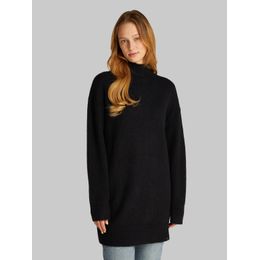 Strickkleid Calvin Klein Jeans "FLUFFY YARN LOOSE SWEATER DRESS", Damen, Gr. S (36), N-Gr, schwarz (ck schwarz), Strick, Obermaterial: 58% Polyester, 20% Alpaka, 20% Wolle, 2% Elasthan, unifarben, lässig geschnitten mini, Rundhals, breiter Bund, Kleider, mit Stehkragen