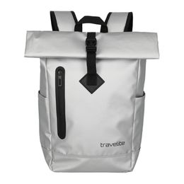 Freizeitrucksack Travelite "BASICS Roll-Up Rucksack Plane", Gr. B/H/T: 26cm x 60cm x 15cm, silber, Polyester, unifarben, Rucksäcke, Wanderrucksack Reiserucksack Streetpack Arbeitsrucksack