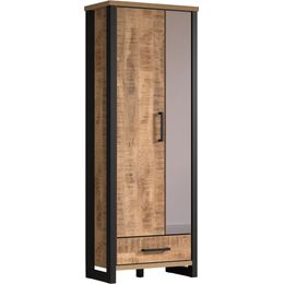Garderobenschrank Home Affaire, B:73cm H:195cm T:39cmmango, schwarz, FSC-zertifizierter Holzwerkstoff, MDF, Metall, Flur, Schränke, "Elda", Schrank