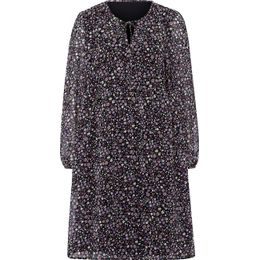 Heine Damen Blumenkleid aus Kofferware schwarz-violett-bedruckt Gr&ouml;&szlig;e 38