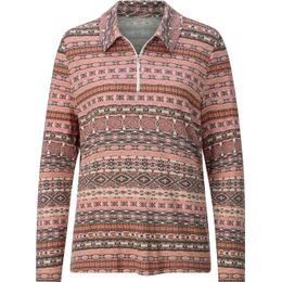 CR&Eacute;ATION L Damen Poloshirt mit kurzem Rei&szlig;verschluss papaya-bedruckt Gr&ouml;&szlig;e 40