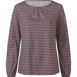 CRÉATION L Damen Langarmshirt im Minimalmuster burgund-anthrazit-bedruckt Größe 36