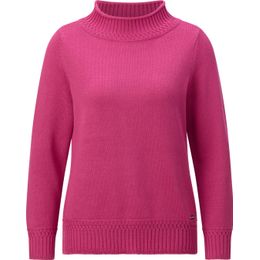 CR&Eacute;ATION L Damen Stehkragenpullover mit Ripp-Abschl&uuml;ssen fuchsia Gr&ouml;&szlig;e 40