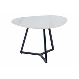 Riess Ambiente Design Couchtisch MARVELOUS 70cm weiß Marmor Keramik schwarzes Metall Riess-Ambiente Sofatisch Wohnzimmertisch organisch Modern Retro