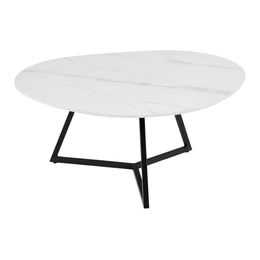 Riess Ambiente Design Couchtisch MARVELOUS 90cm weiß Marmor Keramik schwarzes Metall Riess-Ambiente Sofatisch Wohnzimmertisch organisch Modern Retro