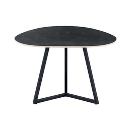 Riess Ambiente Design Couchtisch MARVELOUS 70cm grau Marmor Keramik schwarzes Metall Riess-Ambiente Sofatisch Wohnzimmertisch organisch Modern Retro