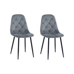 Riess Ambiente Stilvolles 2er-Set Stühle GLAMM grau Chenille schwarze Metallbeine Riess-Ambiente Esszimmerstuhl Küchenstuhl Modern Retro