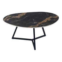 Riess Ambiente Design Couchtisch MARVELOUS 90cm schwarz gold sand Aurora Oro Keramik Metall Riess-Ambiente Sofatisch Wohnzimmertisch organisch Modern Retro