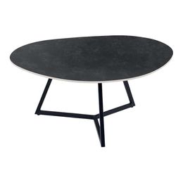 Riess Ambiente Design Couchtisch MARVELOUS 90cm grau Marmor Keramik schwarzes Metall Riess-Ambiente Sofatisch Wohnzimmertisch organisch Modern Retro