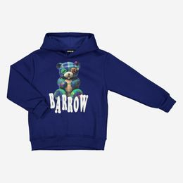 Blauer Kapuzenpullover mit B&auml;renmotiv und Logo