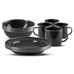 Mil-Tec Western Essgeschirr-Set Emaille 12-teilig schwarz