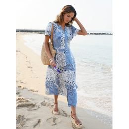 WITT WEIDEN Sommerkleid in ecru-bleu-bedruckt | Gr.: 20