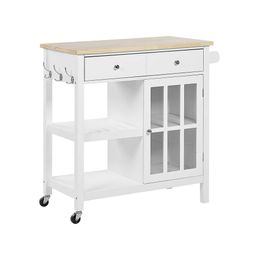 Beliani Servierwagen GENOA in Weiß/Braun - (W) 80 x (H) 88 x (L) 43 cm | Gr.: onesize
