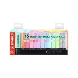 Papeterie/PBS - Textmarker - Stabilo BOSS ORIGINAL Pastel - 15er Tischset - mit | Gr.: onesize