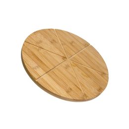 Intirilife Pizzabrett Pizzateller Schneidebrett 30.5 cm mit Führungsrillen in Braun | Gr.: onesize