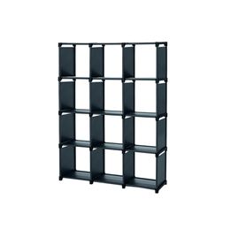 Intirilife Modulares Aufbewahrungs Regal 12 F&auml;cher B&uuml;cherregal Steckregal in Schwarz | Gr.: onesize