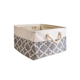 Intirilife Aufbewahrungskorb Box Organizer mit Henkel 41x31.5x21cm in Grau mit Muster | Gr.: onesize