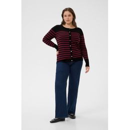 Kaffe curve Strickjacke KClizzy Regular fit in Black/Windsor Wine Half Stripe | Gr.: L