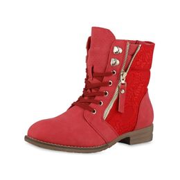 VAN HILL Schnürstiefeletten Paisley in Rot | Gr.: 39