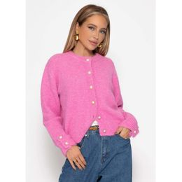 SASSYCLASSY Cardigan mit Perlenknöpfen in Pink | Gr.: M