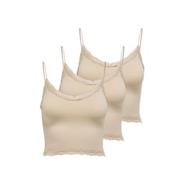 Only T-Shirt 3er Pack in Beige | Gr.: XS/S