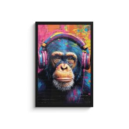 MuchoWow Poster mit Leiste Bunte Schimpanse | Gr.: 40x60 cm