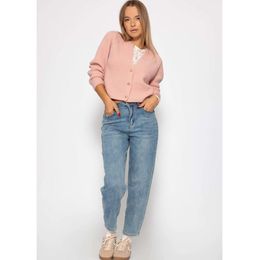 SASSYCLASSY Cardigan mit V-Ausschnitt in Altrosa | Gr.: S