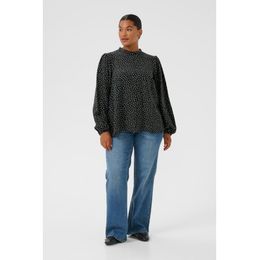 Kaffe curve Langarm-Bluse KCrya A-shape in Black W. Chalk Dot | Gr.: 50