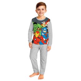 Marvel The Avengers Schlafanzug Pyjama Set Langarm Oberteil mit Hose in grau | Gr.: 122/128