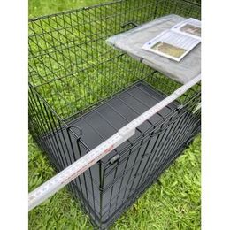 PfotenWunder® Hundekäfig klappbar 107*71*77.5cm, Hundetransportkäfig mit 2 Türen + 1 Abdeckung & 1 Trainingsbuch | Tiertransportbox, Hundetransportbox, Hundebox Auto, Drahtkäfig faltbar mit Bodenschale