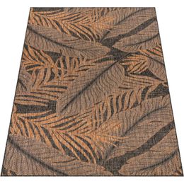 Paco Home Teppich »Illusion 326« rechteckig 4 mm Höhe Flachgewebe, Blätter Motiv, In- und Outdoor geeignet natur Obermaterial: 100% Polypropylen B...